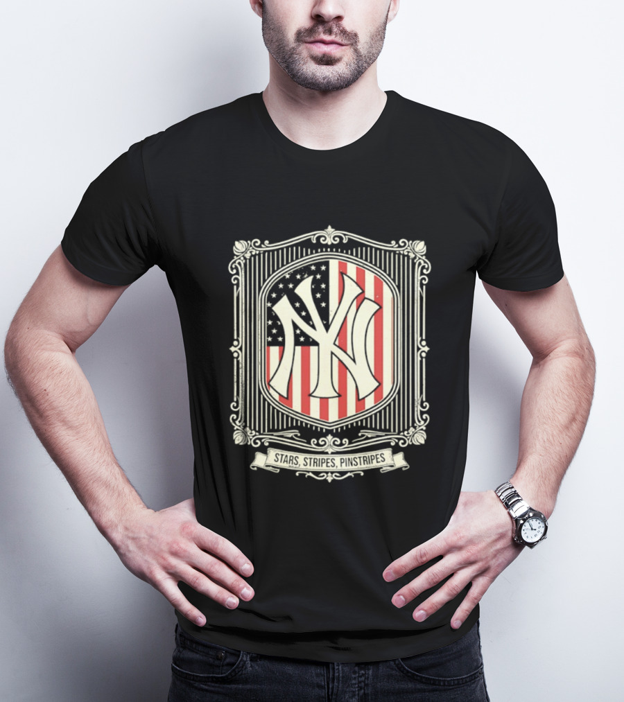 Yankees Stars And Stripes Pinstripes American Flag Baseball T-Shirt