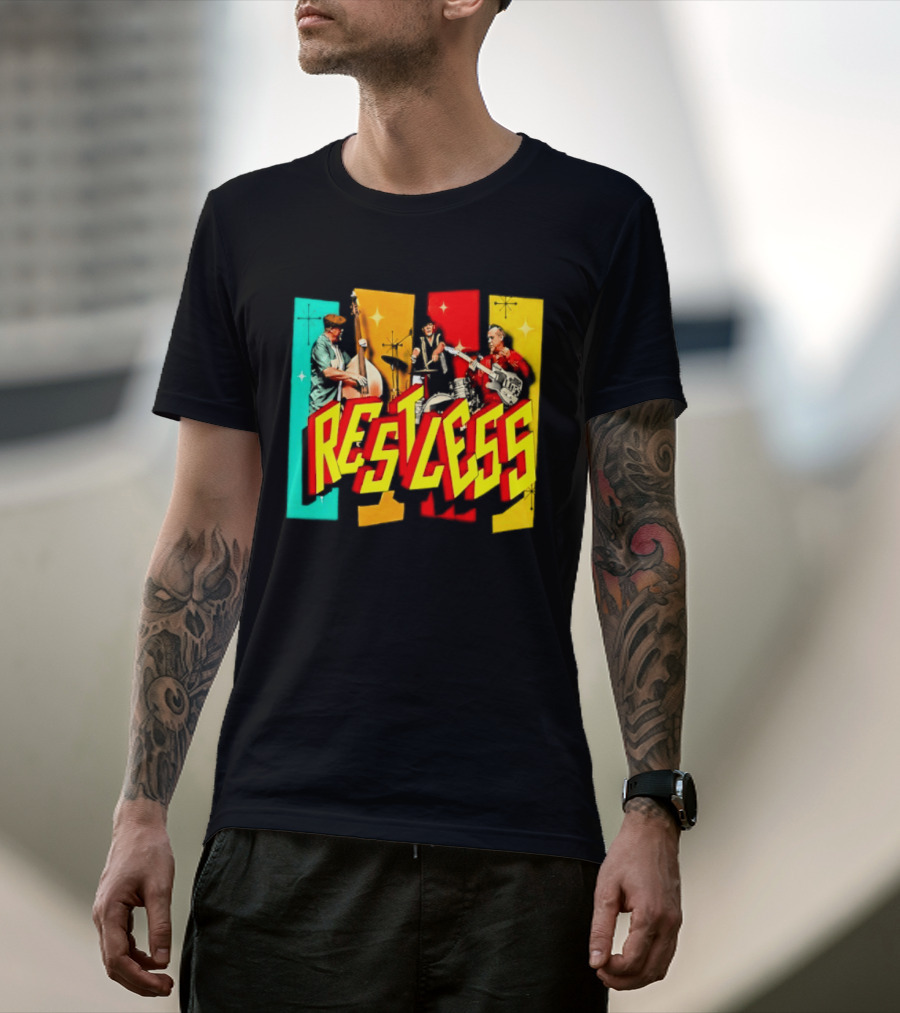 Restless Band Rockabilly Psychobilly Music Members Colorful Performance T-Shirt