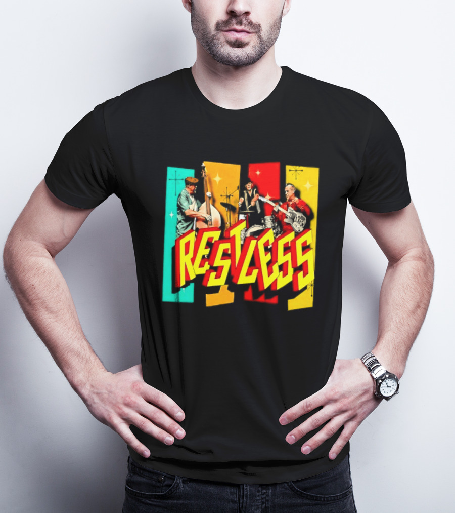 Restless Band Rockabilly Psychobilly Music Members Colorful Performance T-Shirt