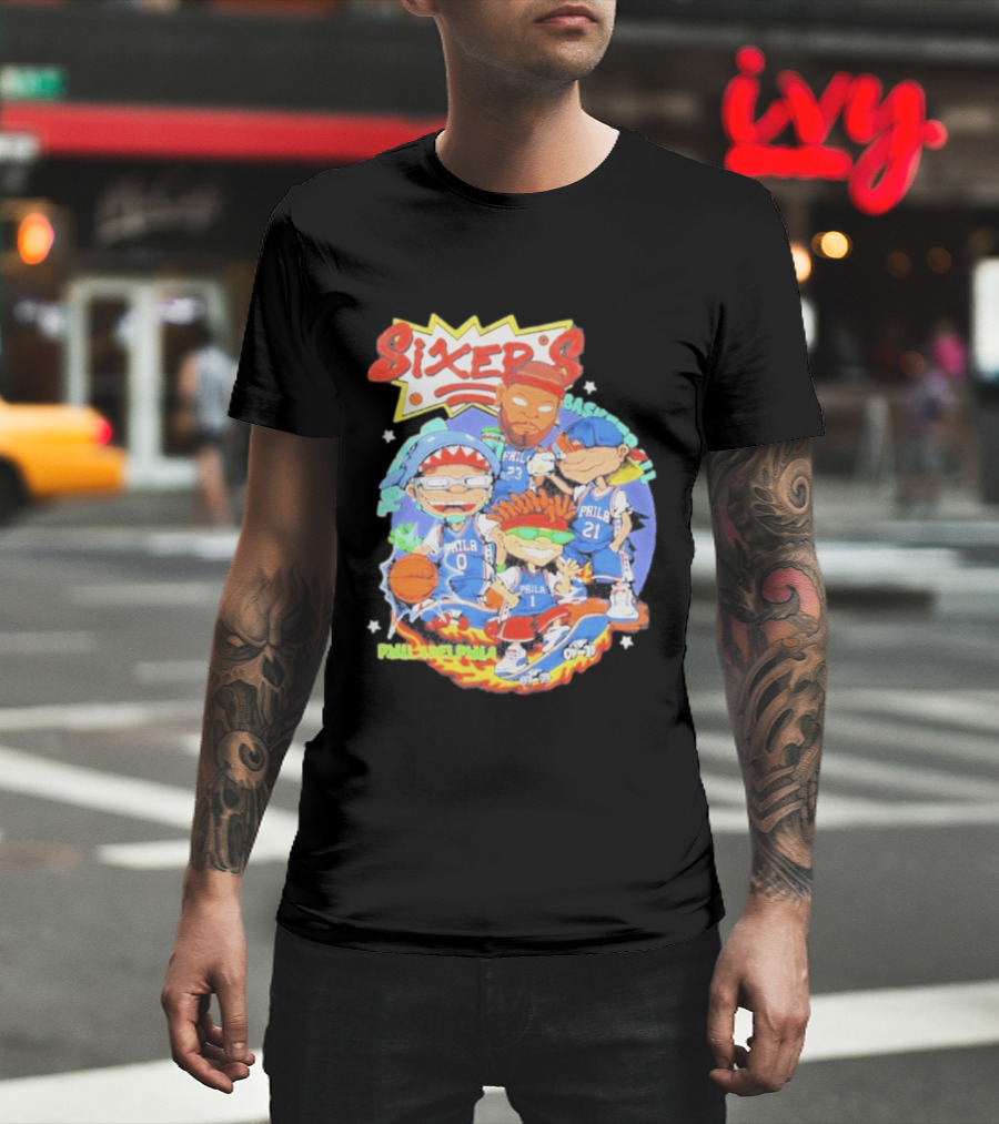 Philadelphia Sixers Basketball Rugrats Characters T-Shirt