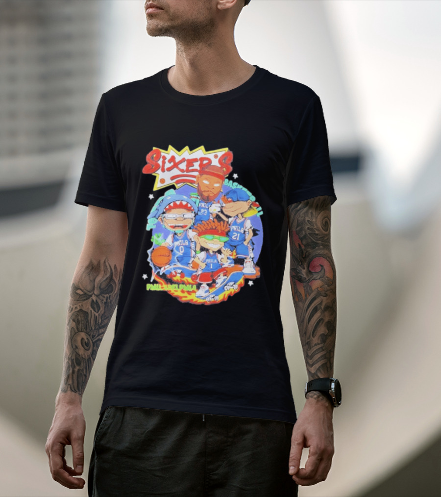Philadelphia Sixers Basketball Rugrats Characters T-Shirt