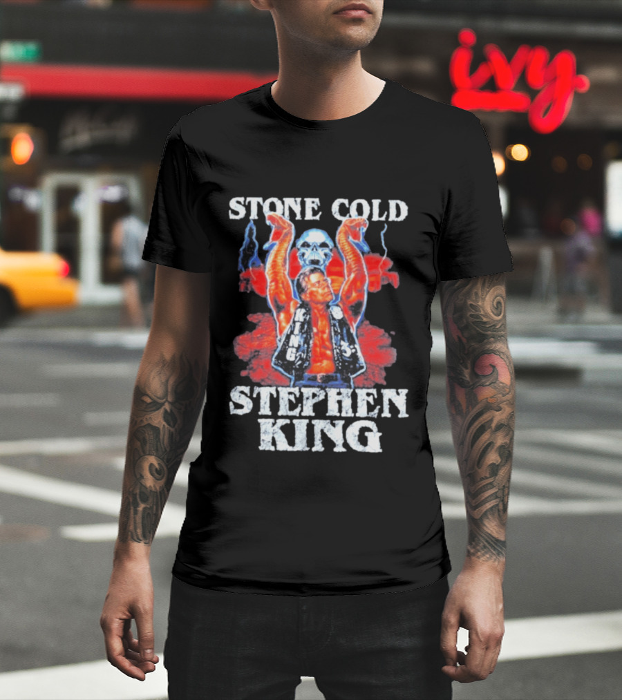 Stone Cold Stephen King 3 16 WWE Horror Scary Mashup T-Shirt