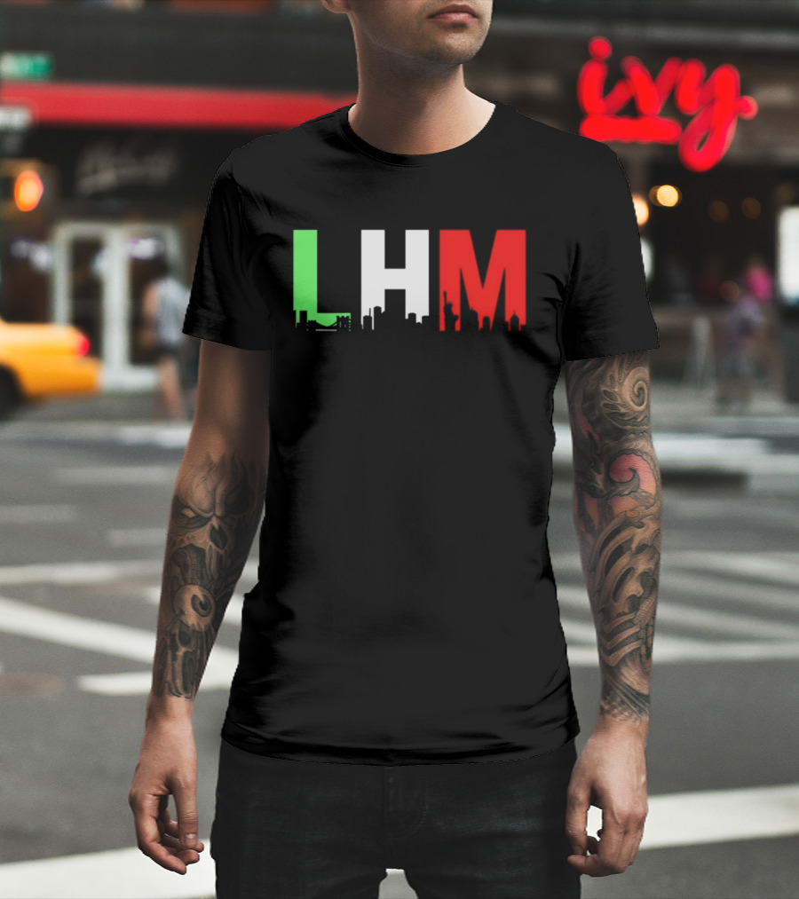 Stream Yvng Mobster LHM NYC Skyline Green White Red Drip Letters T-Shirt