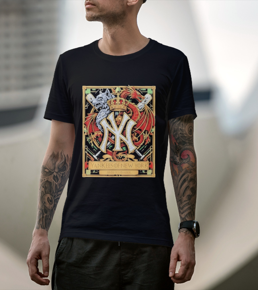 Yankees Of New York Bronx Bomber MLB Baseball Wolf Dragon Crown NY Crest T-Shirt
