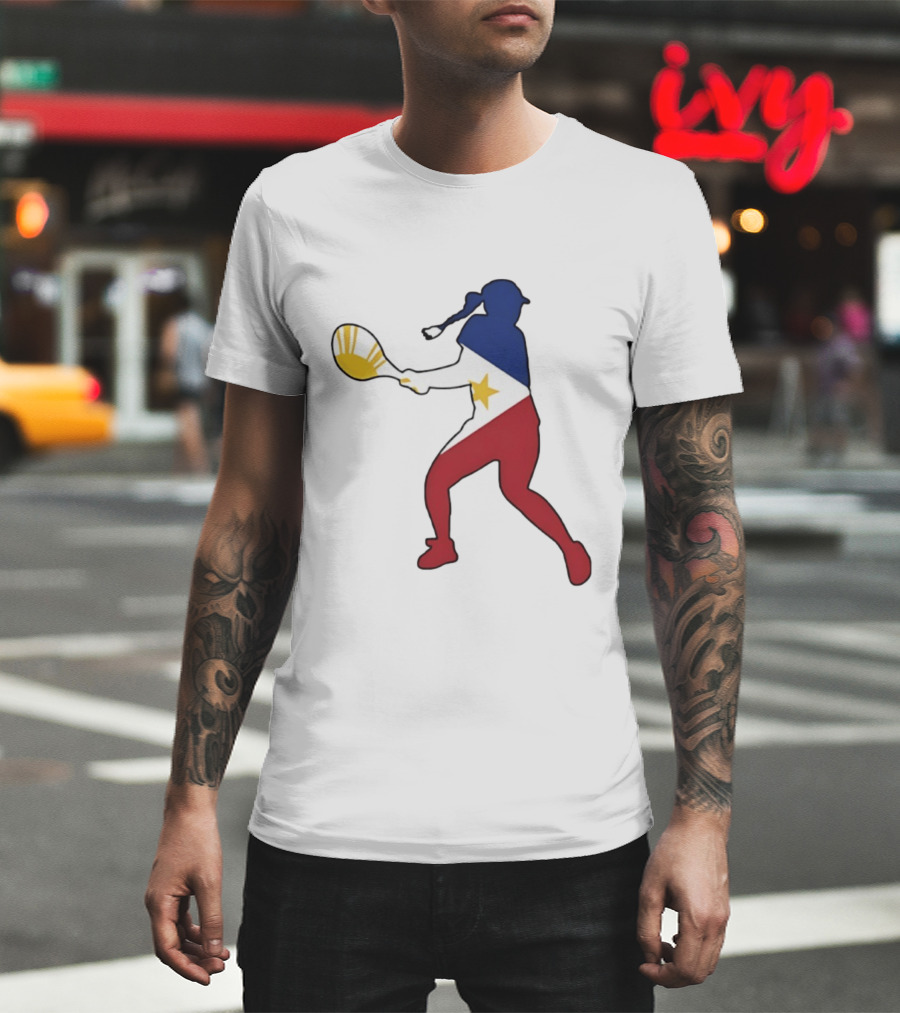 Alexandra Eala Tennis Player Silhouette Philippines Flag T-Shirt