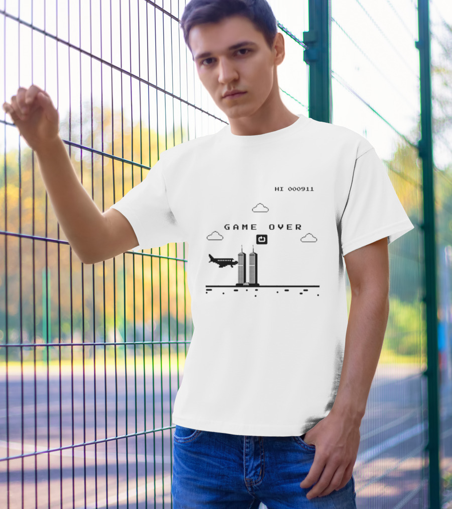 Game Over Hi 000911 Pixel 911 Twin Towers T-Shirt