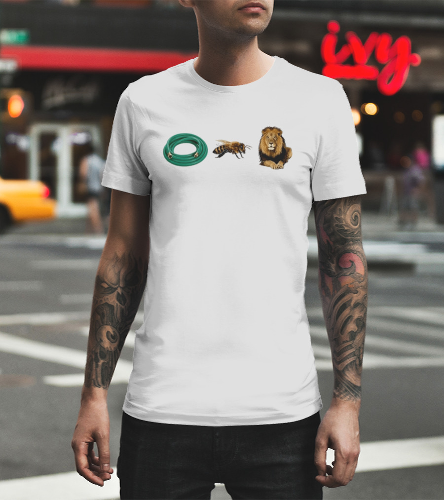 Hose Bee Lion Rebus Wordplay Pun Gardening Humor T-Shirt