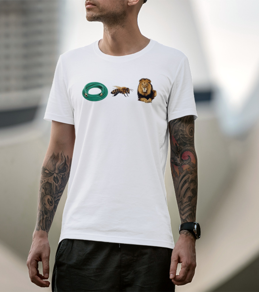 Hose Bee Lion Rebus Wordplay Pun Gardening Humor T-Shirt