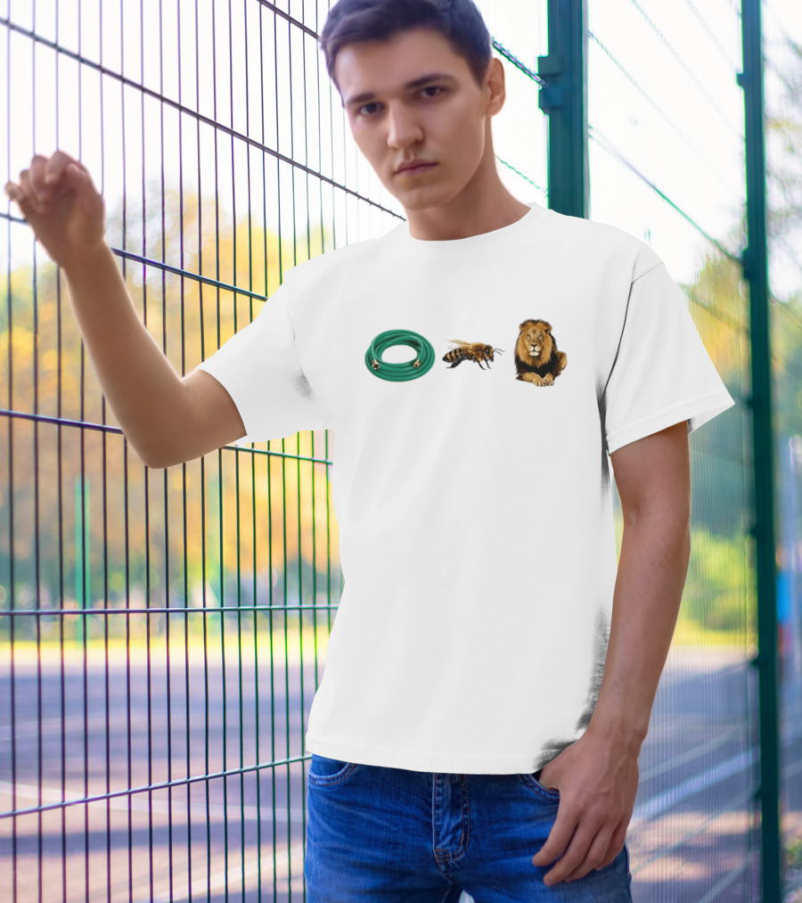 Hose Bee Lion Rebus Wordplay Pun Gardening Humor T-Shirt