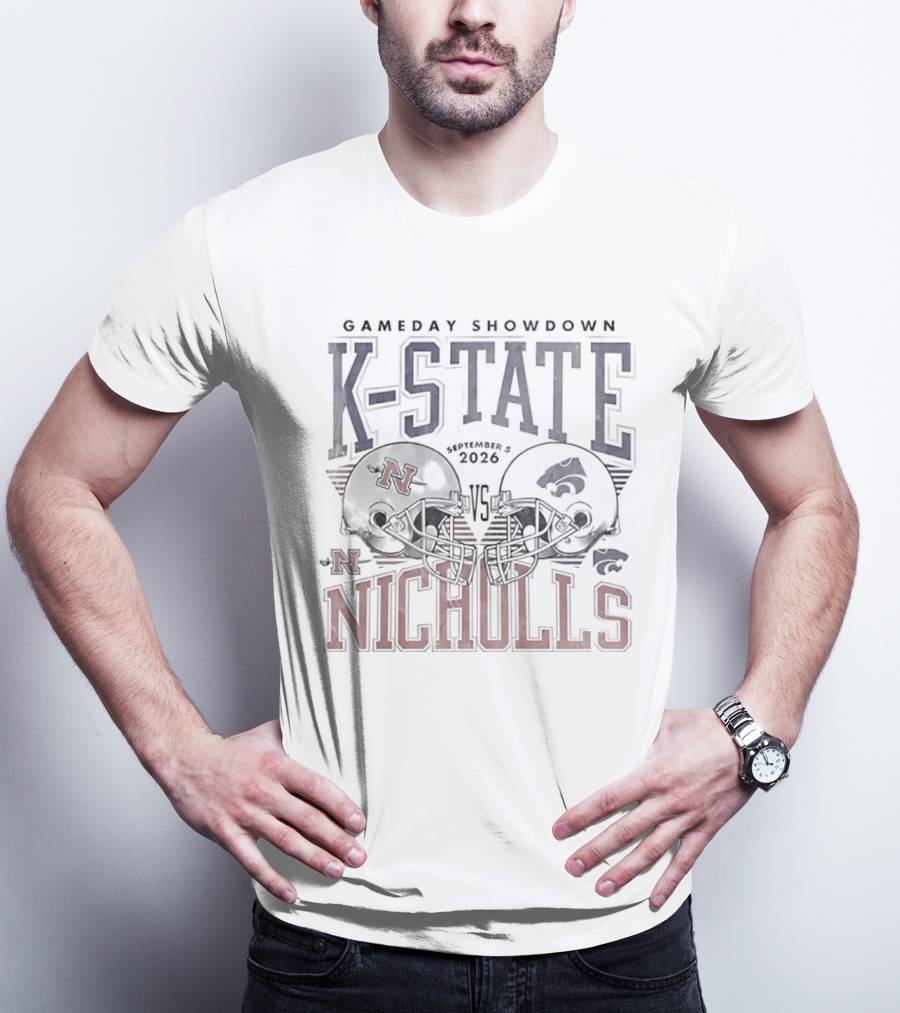K State Gameday Showdown 2026 Vs Nicholls Helmets T-Shirt