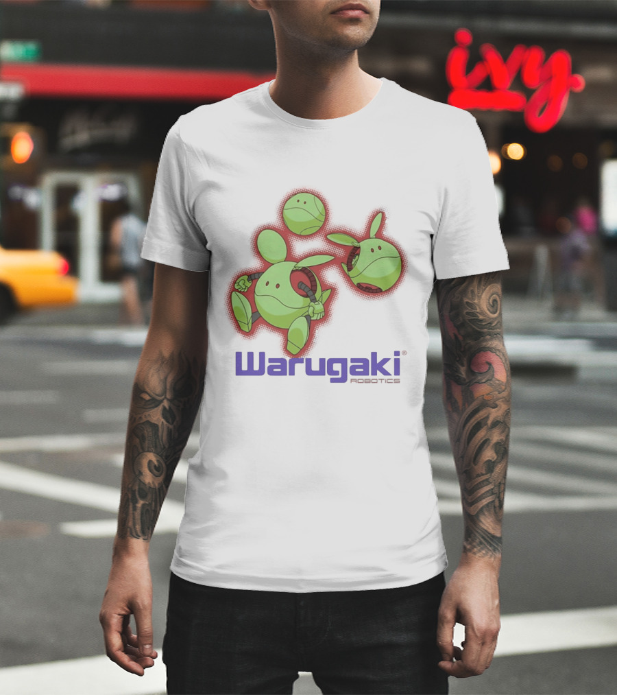 Warugaki Robotics Green Robot Trio Cartoon T-Shirt