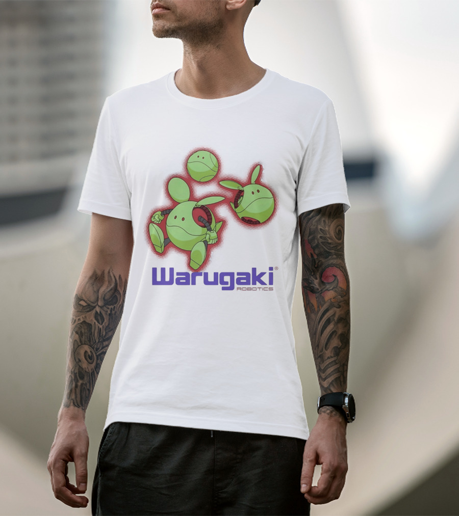 Warugaki Robotics Green Robot Trio Cartoon T-Shirt