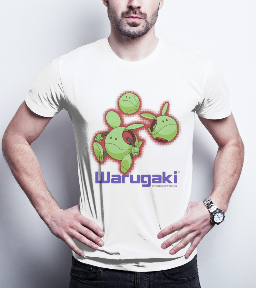 Warugaki Robotics Green Robot Trio Cartoon T-Shirt