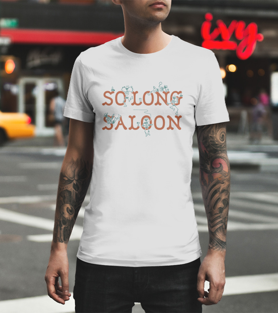 So Long Saloon Dancing Skeletons In Cowboy Hats And Boots T-Shirt