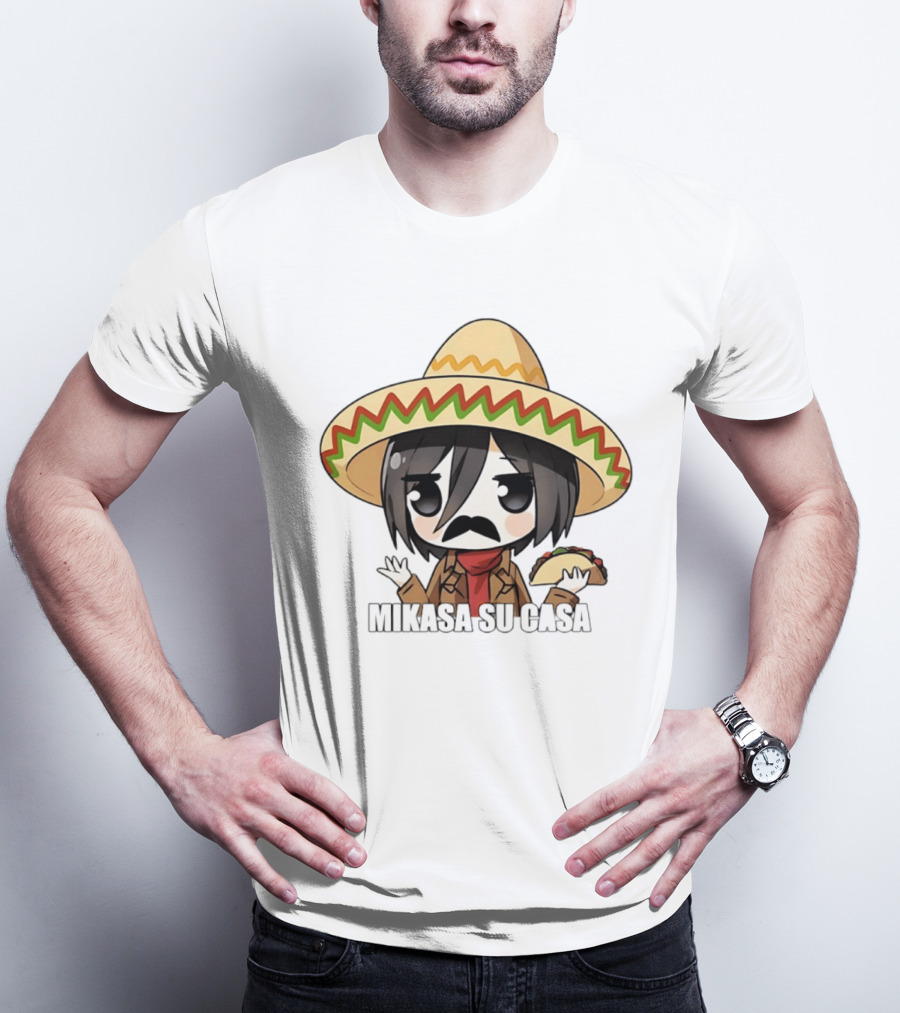 Mikasa Su Casa Funny Anime Taco Sombrero Mikasa Ackerman T-Shirt