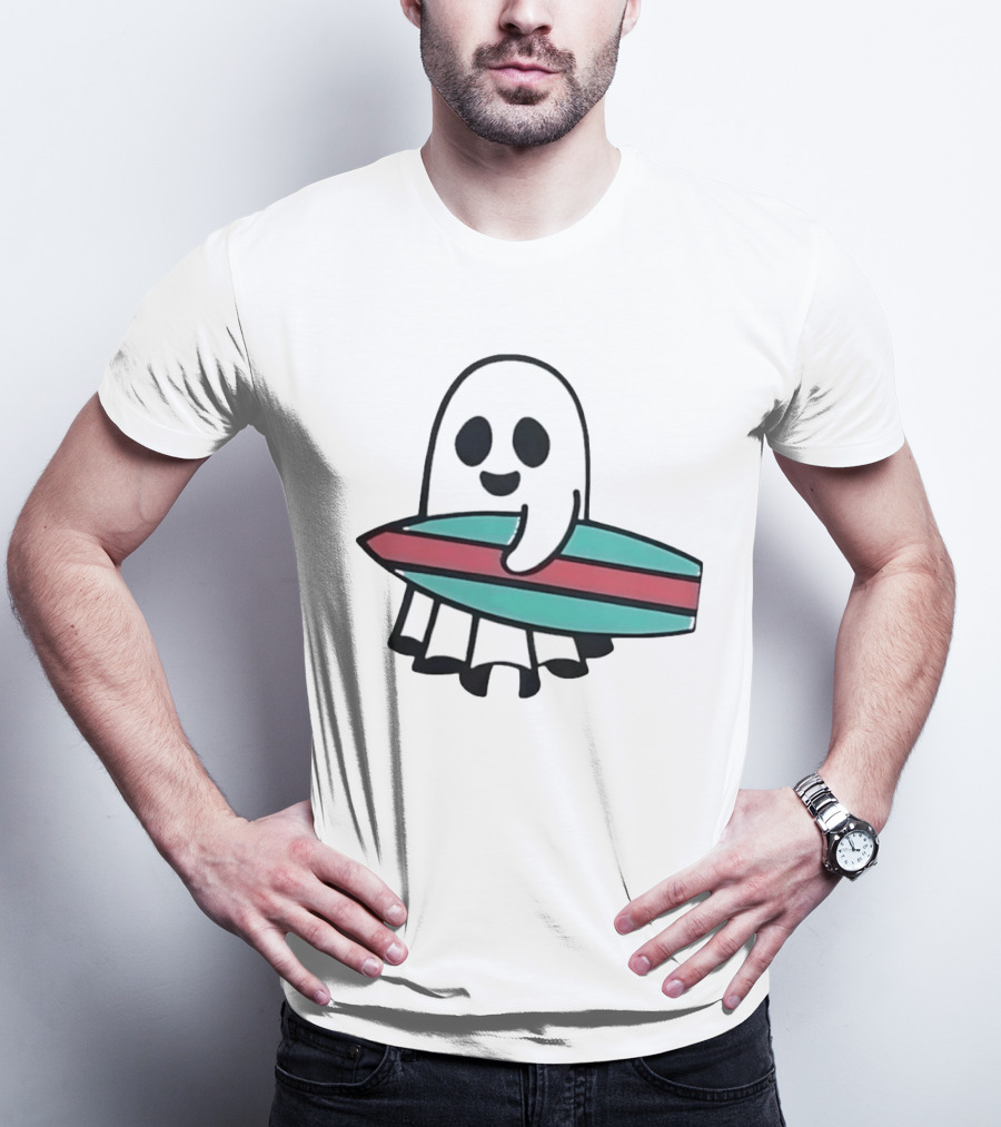 Ghost With Surfboard Adventure Surfing Ghost Fun T-Shirt