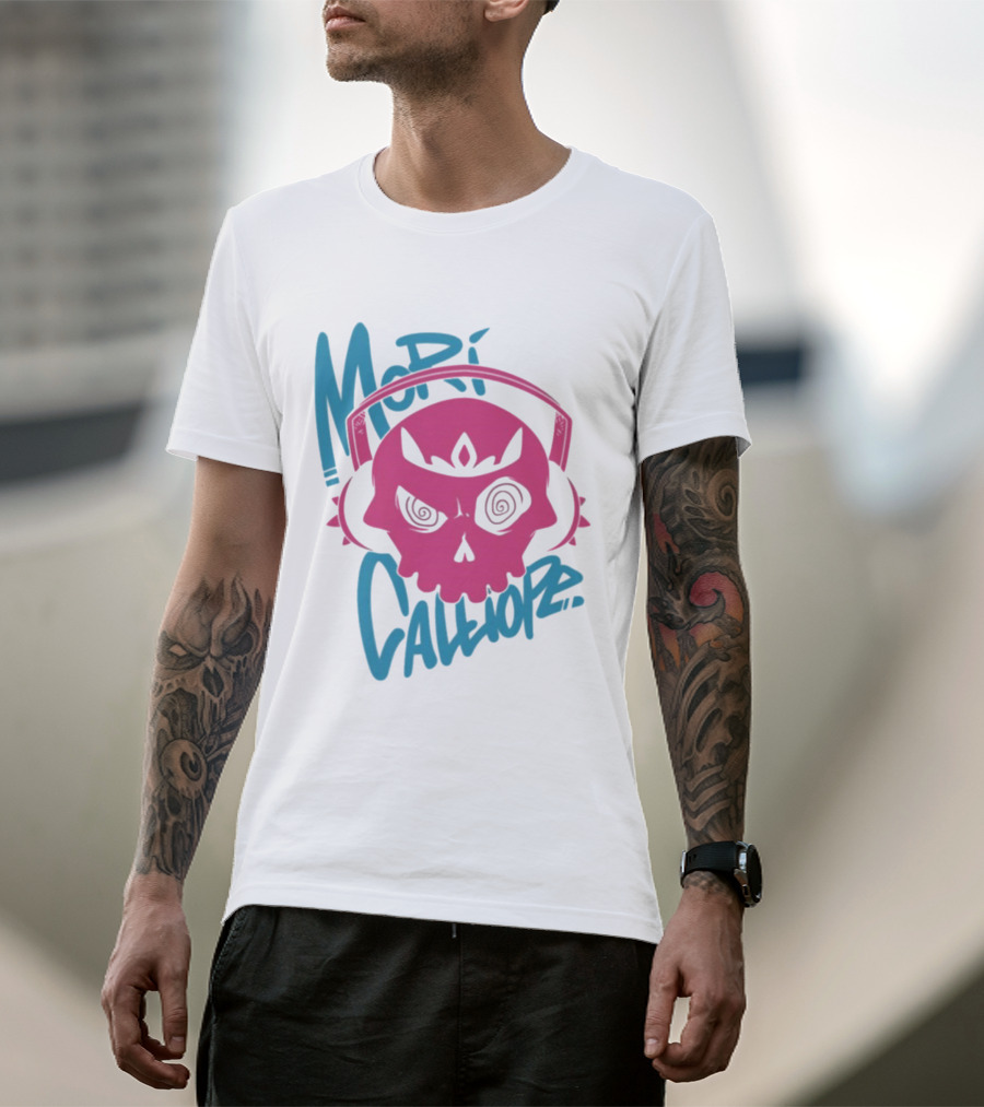 Mori Calliope Pink Skull With Headphones T-Shirt