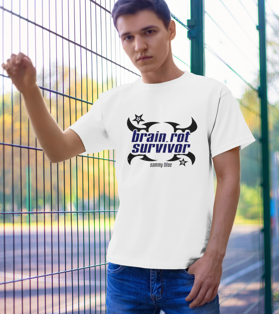 Brainrot Survivor Sammy Blue Stars Tribal T-Shirt