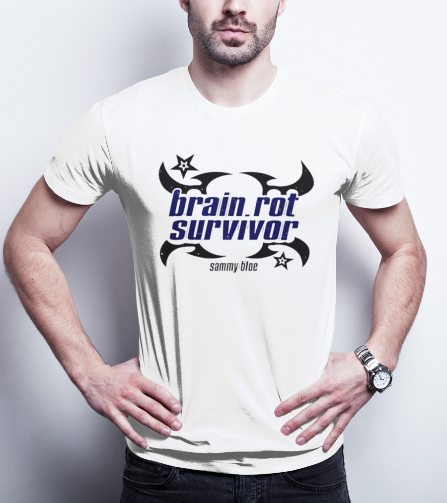 Brainrot Survivor Sammy Blue Stars Tribal T-Shirt