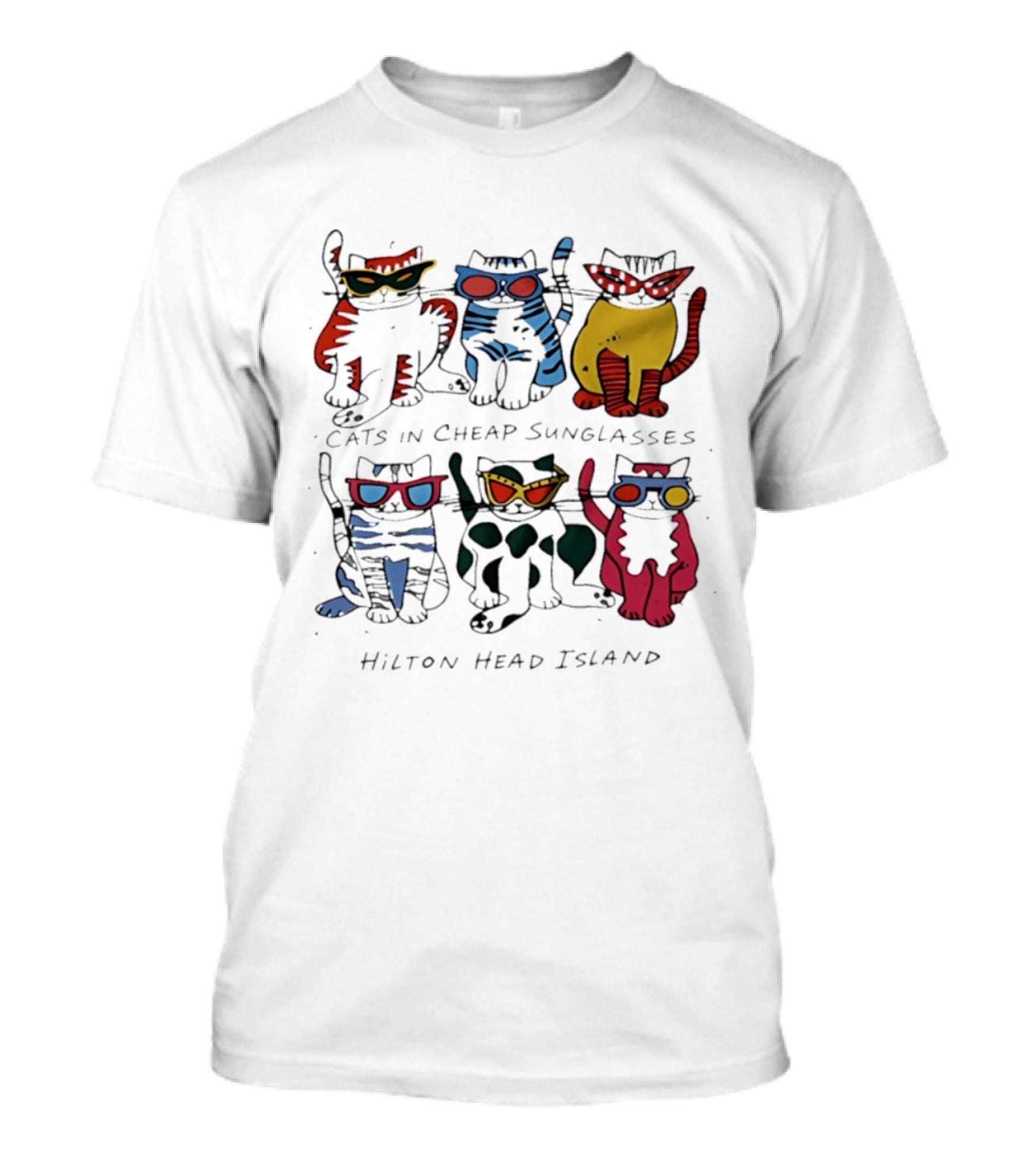 Cats In Cheap Sunglasses Hilton Head Island Fun Feline Beach Vibes T-Shirt