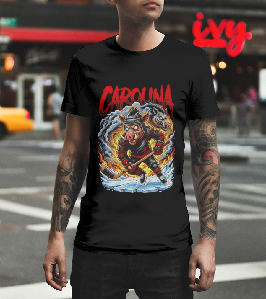 Carolina Hurricanes Stormy Hockey Player Ice Action T-Shirt