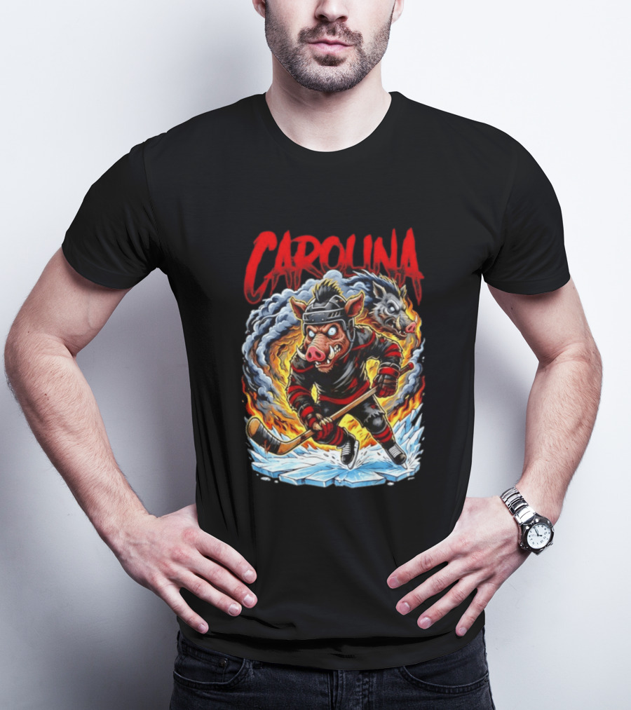 Carolina Hurricanes Stormy Hockey Player Ice Action T-Shirt