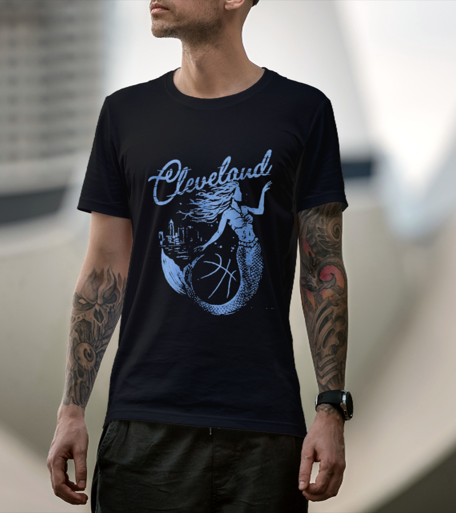 Cleveland Mermaid Cityscape Basketball T-Shirt