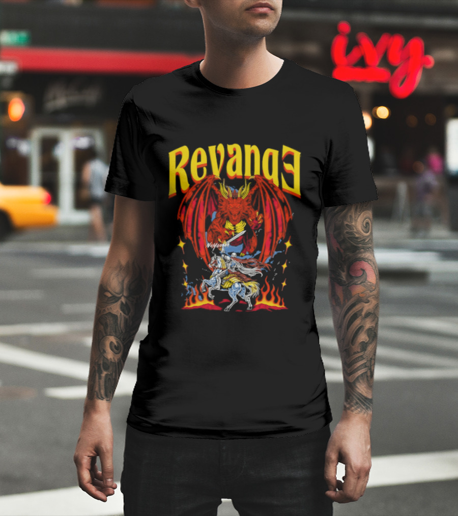 Revenge Dragon Knight Sword Fire Fantasy T-Shirt