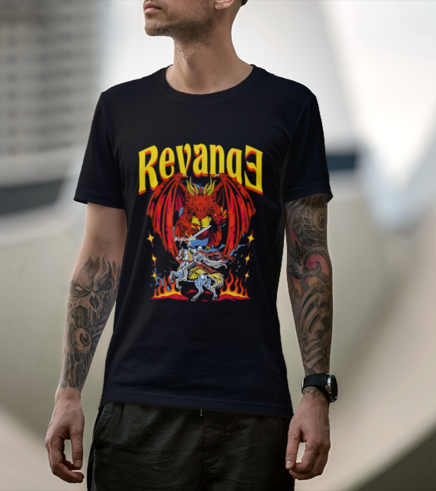 Revenge Dragon Knight Sword Fire Fantasy T-Shirt