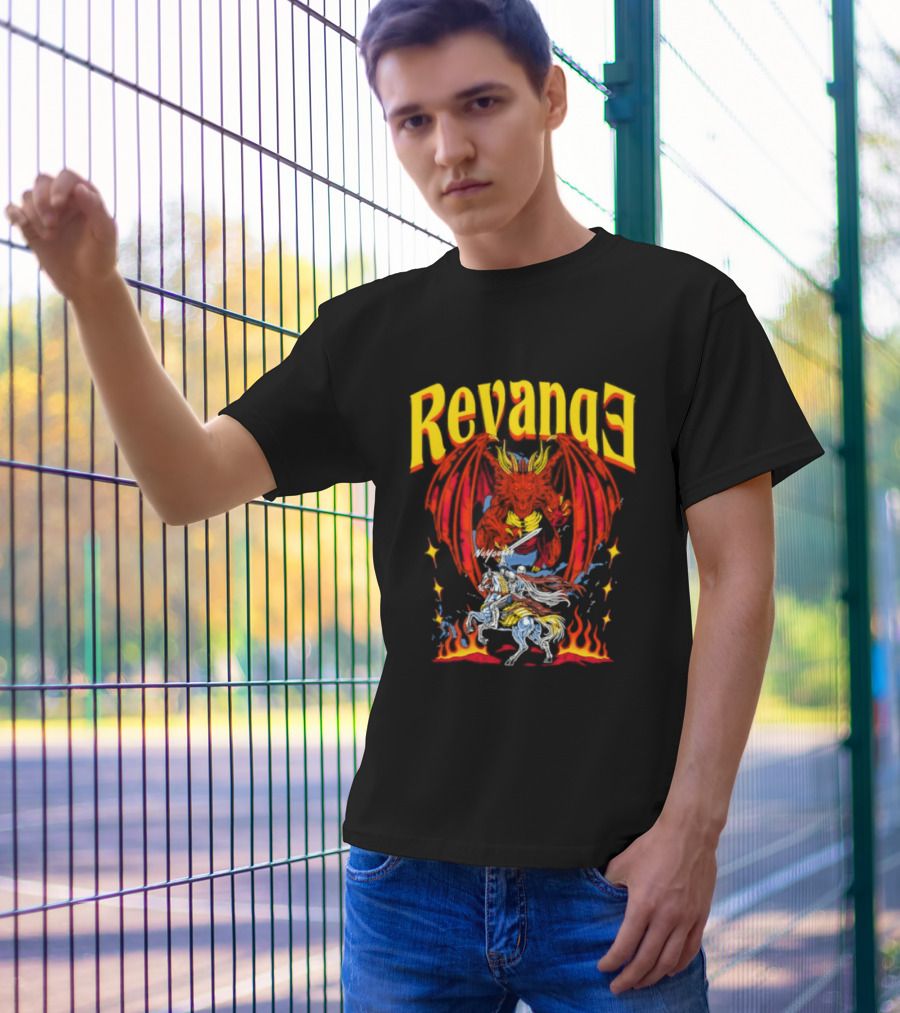 Revenge Dragon Knight Sword Fire Fantasy T-Shirt