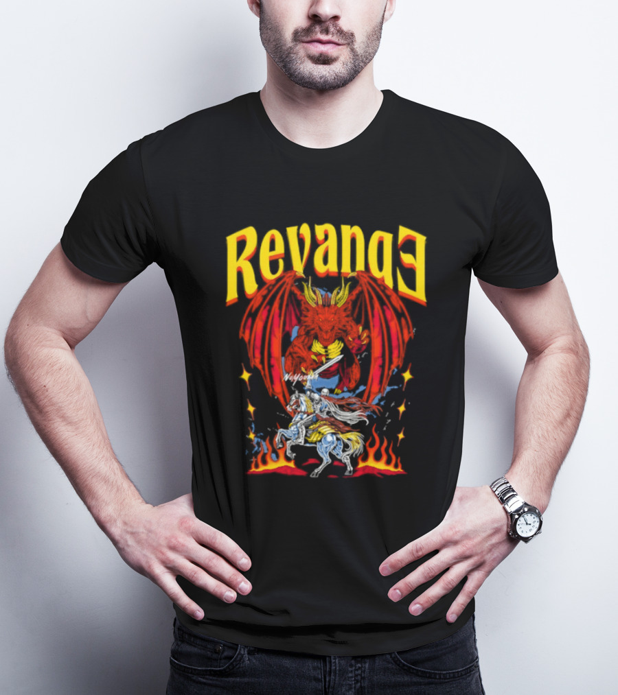 Revenge Dragon Knight Sword Fire Fantasy T-Shirt