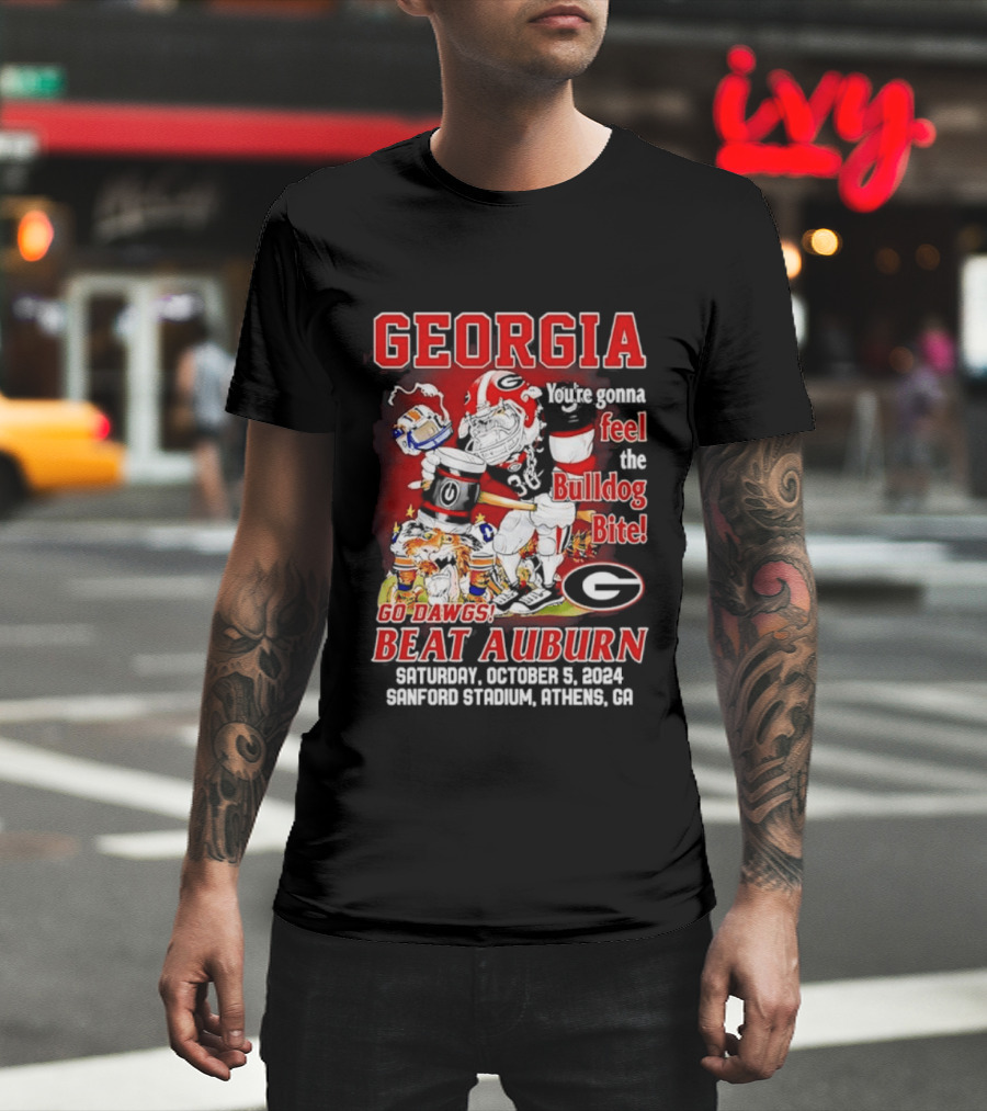 Georgia Bulldogs You're Gonna Feel The Bulldog Bite Go Dawgs Beat Auburn Saturday October 5 2004 Sanford Stadium Athens T-Shirt