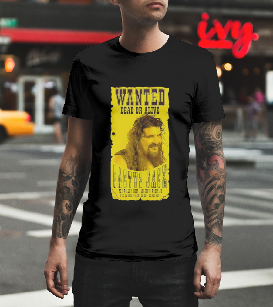 Jamie Hayter Iconic Cactus Jack Wanted Dead Or Alive Yellow T-Shirt