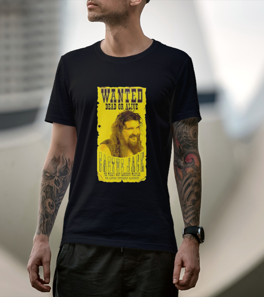 Jamie Hayter Iconic Cactus Jack Wanted Dead Or Alive Yellow T-Shirt