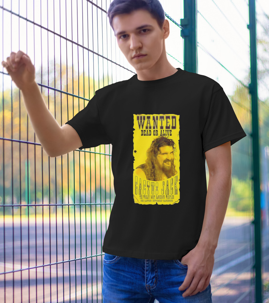Jamie Hayter Iconic Cactus Jack Wanted Dead Or Alive Yellow T-Shirt