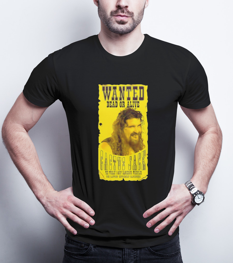 Jamie Hayter Iconic Cactus Jack Wanted Dead Or Alive Yellow T-Shirt