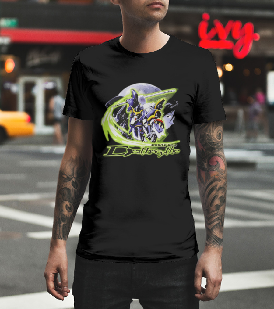 Mobile Suit Deathrythe Mecha Battle Moon Scene T-Shirt