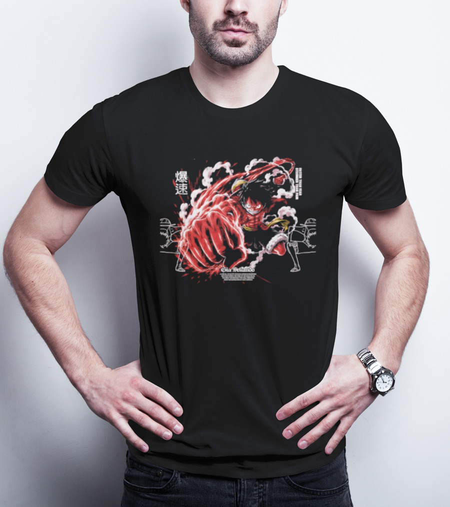Monkey D. Luffy Faster Than Fear Stronger Than Pain Anime Gear Second Splash Attack T-Shirt