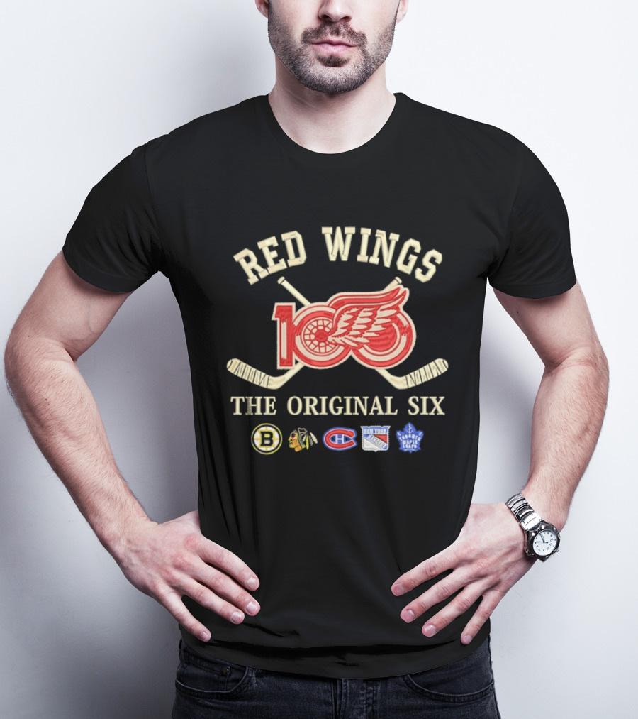 Red Wings 100 Anniversary The Original Six NHL Hockey Teams T-Shirt