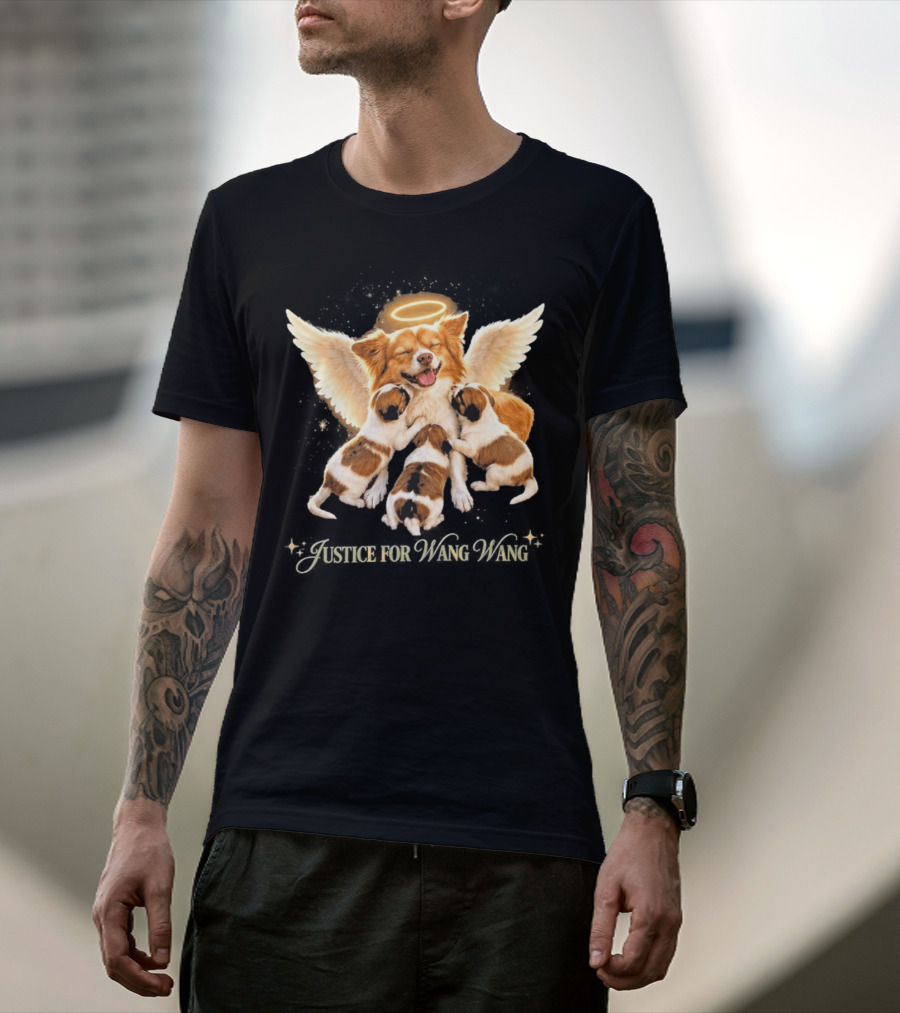 2026 Justice For Wang Wang Dog Angelic Puppies T-Shirt