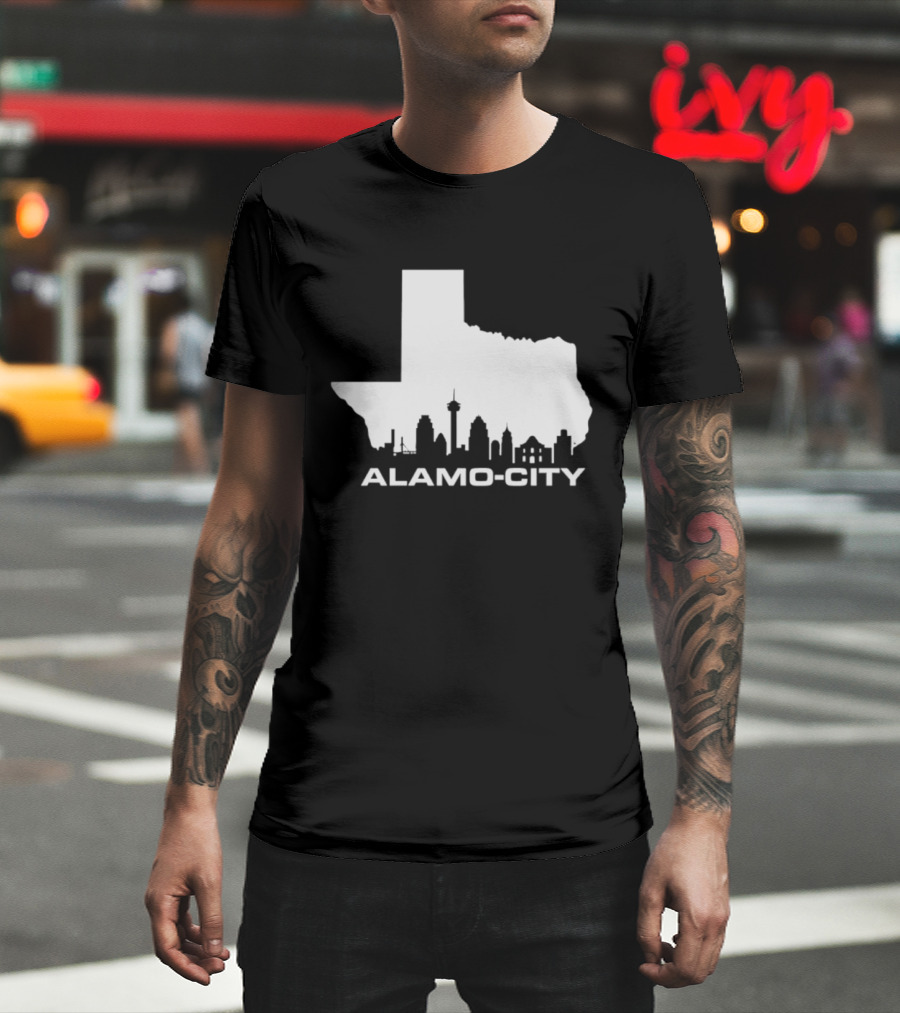 Alamo City San Antonio Skyline Texas Map T-Shirt