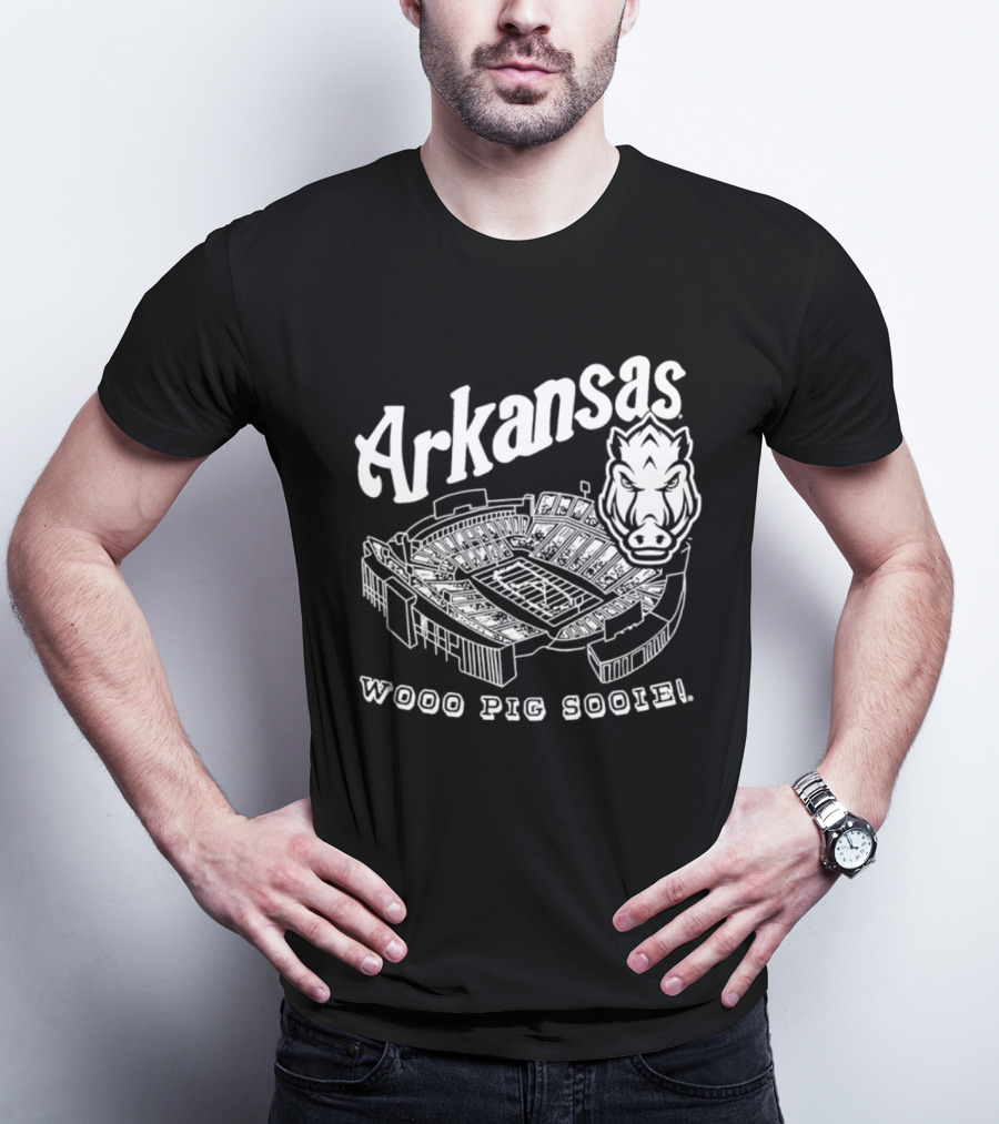 Arkansas Woo Pig Sooie Football Cardinal Stadium T-Shirt