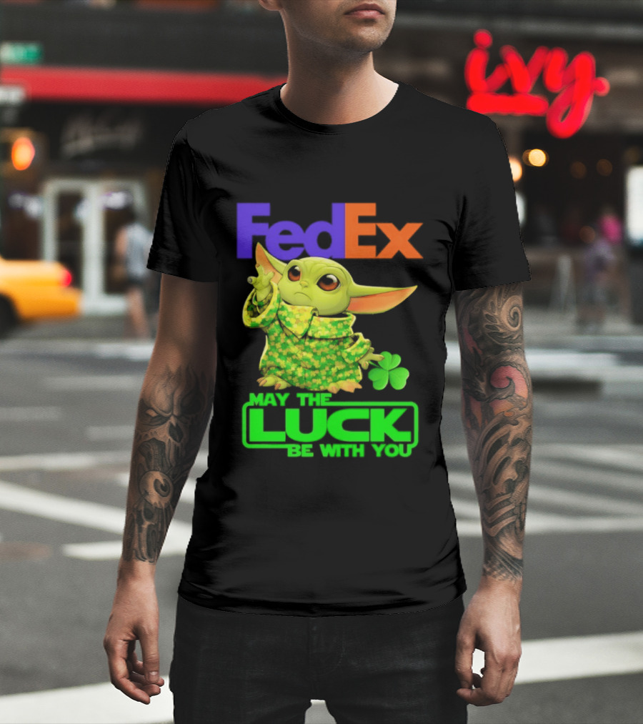 FedEx Baby Yoda May The Luck Be With You Clover T-Shirt