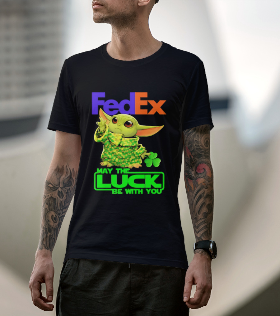 FedEx Baby Yoda May The Luck Be With You Clover T-Shirt