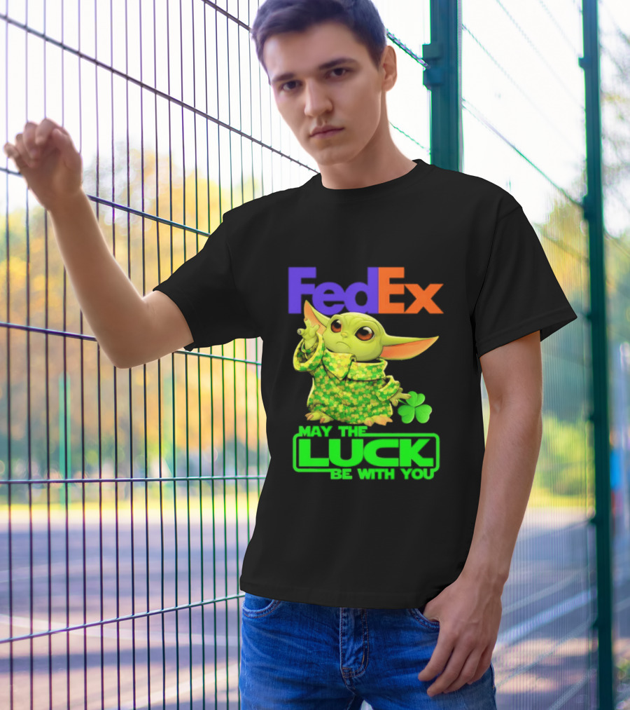 FedEx Baby Yoda May The Luck Be With You Clover T-Shirt