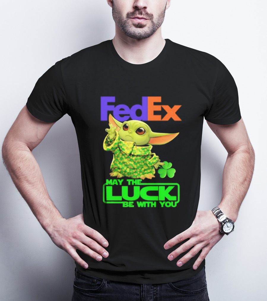 FedEx Baby Yoda May The Luck Be With You Clover T-Shirt