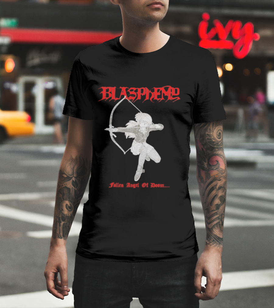 Blasphemy Fallen Angel Of Doom Black Metal Anime Archer T-Shirt
