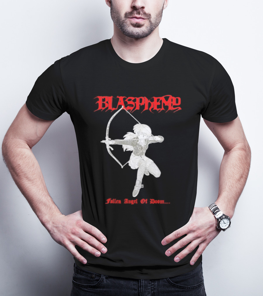 Blasphemy Fallen Angel Of Doom Black Metal Anime Archer T-Shirt