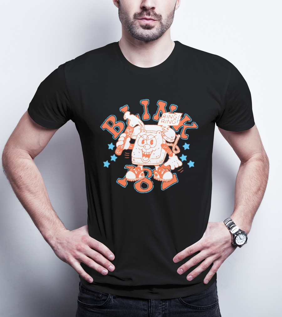 Blink 182 Ring Ring Cartoon Telephone Character With Stars T-Shirt