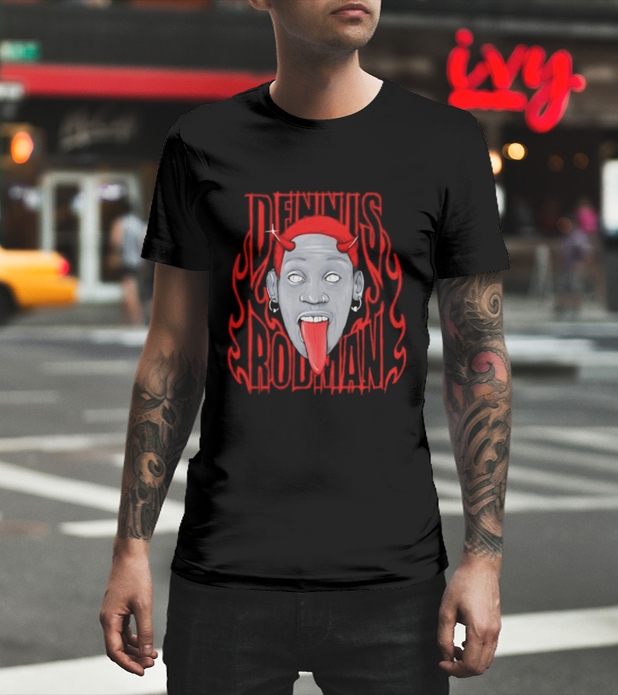 Dennis Rodman Devil Chicago Bulls NBA Head T-Shirt
